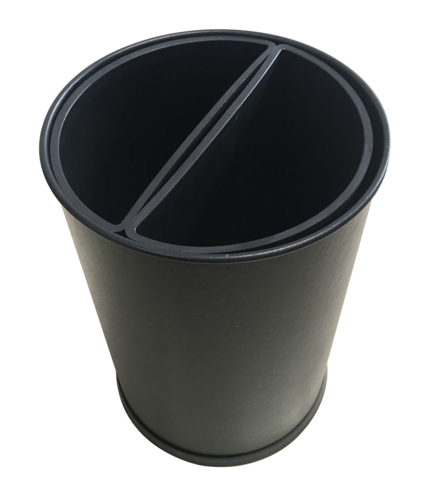 MK RECYCLING BIN STEEL POWDER COATED FRAME COVERED WITH BLACK LEATHER ...